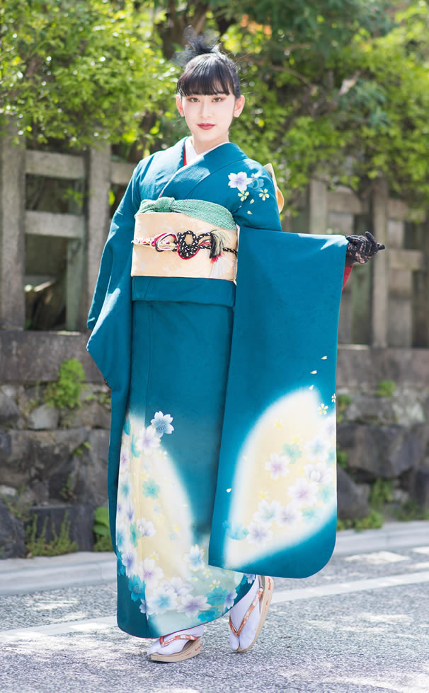Blue Graceful and Gorgeous Furisode | Kyoto Kimono Rental Waplus Kyoto ...